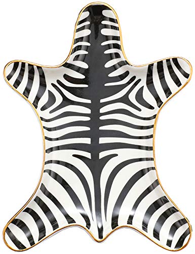Stephanie Imports Zebra Gold Ceramic Trinket Plate and Decorative Jewelry Dish