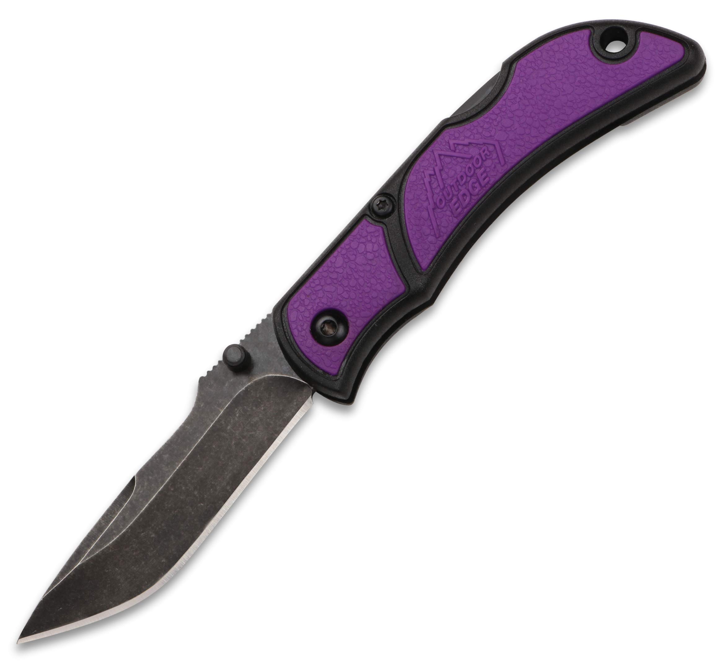 OUTDOOR EDGE 2.5" Purple Chasm - EDC Lockback Folding Pocket Knife with Non-Reflective Blackstone Coated Stainless Steel Blade and Pocket Clip