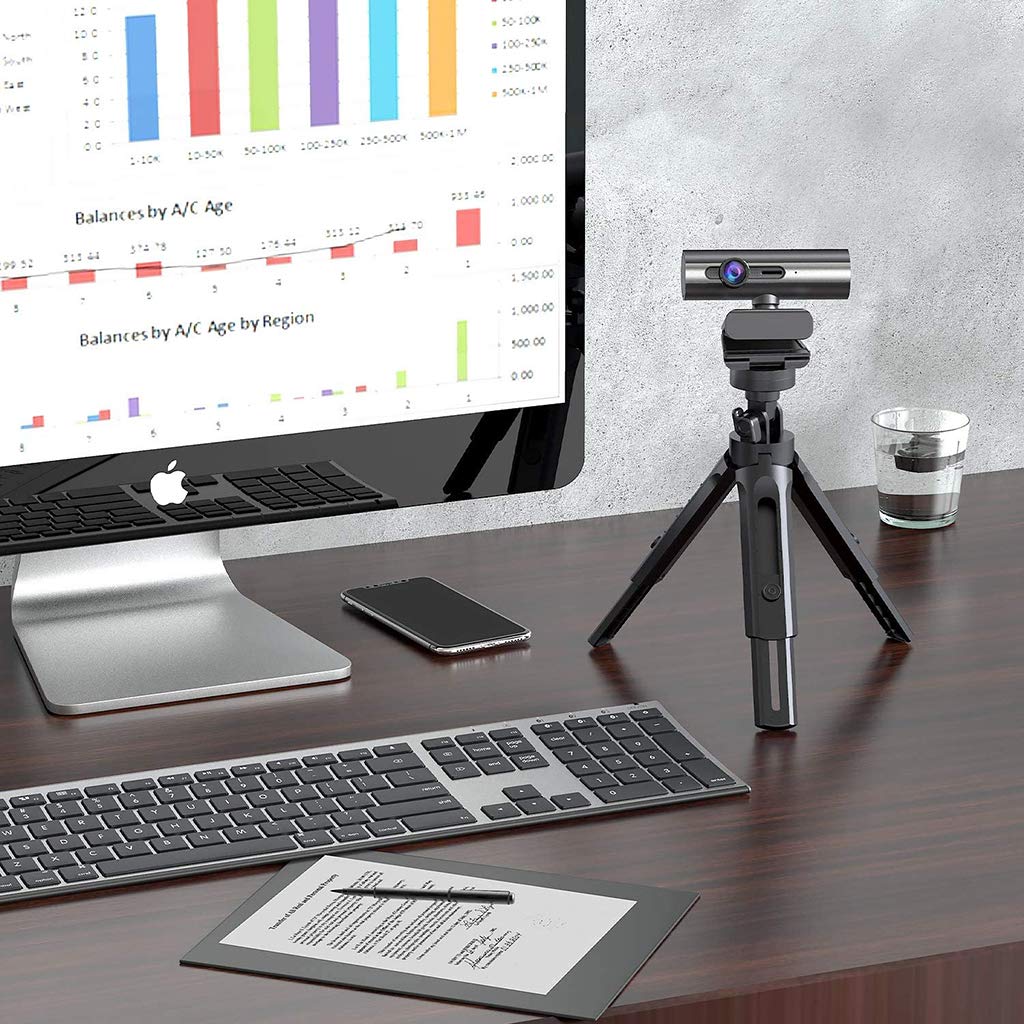 PC Video Webcam with Microphone HD 1080P Clip-on Camera 360° Rotatable and USB Driver-Free Web Cam for Teaching/Gaming/Conferencing/YouTube/Skype/Facebook/Whatsapp Tripod