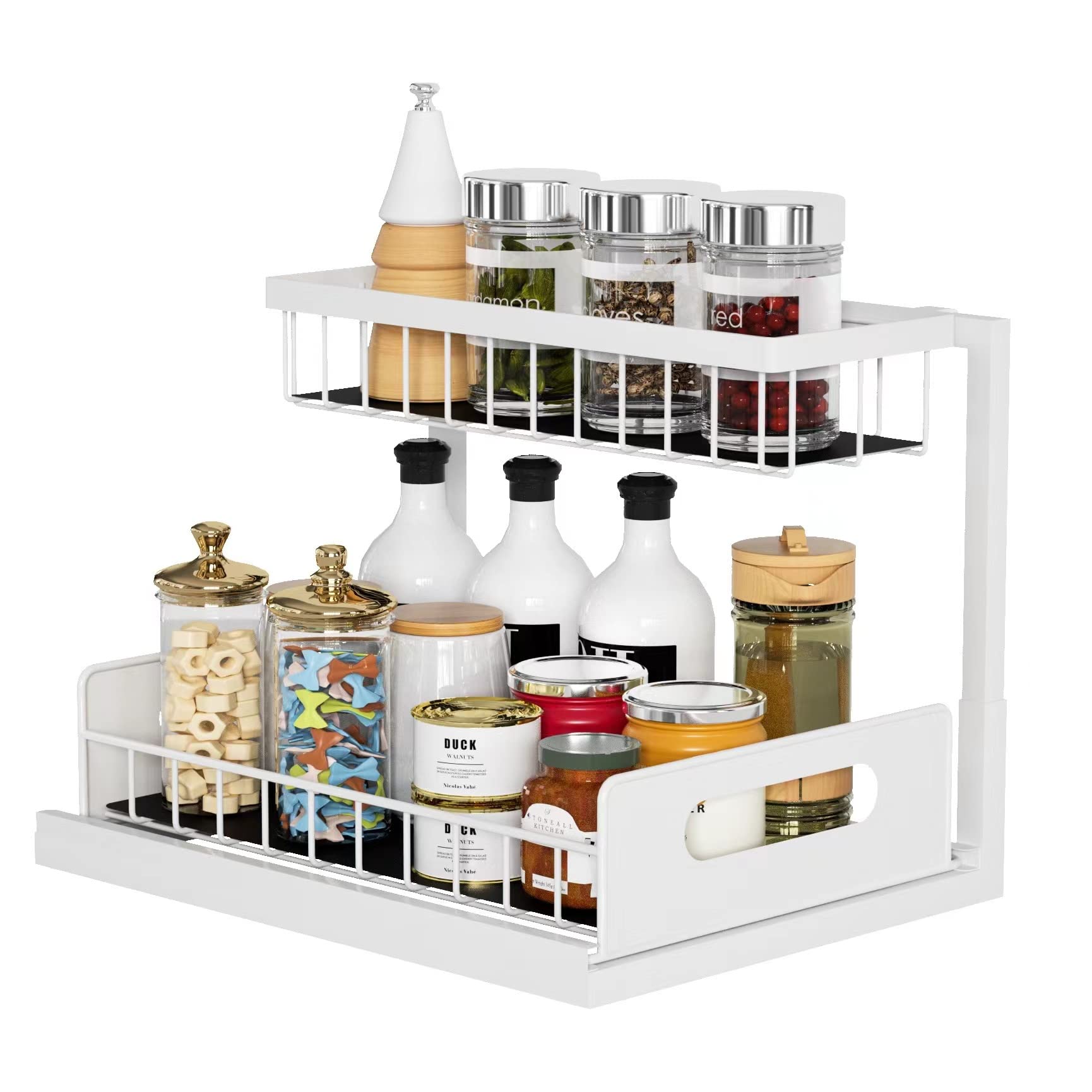 Under Sink Organziers and Storage, Pull Out Drawers Under Cabinet Storage Around Plumbing, for Under Kitchen Bathroom Sink Organizers and Storage(White