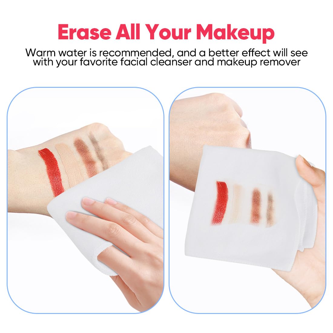 Orighty Microfiber Makeup Remover Cloths 12 Pack, Quick Drying Makeup Remover Cloth, Absorbent Face Towels for Face and Body, Soft Face Wash Cloth and Reusable Facial Cloths 10inch x 10inch (White)