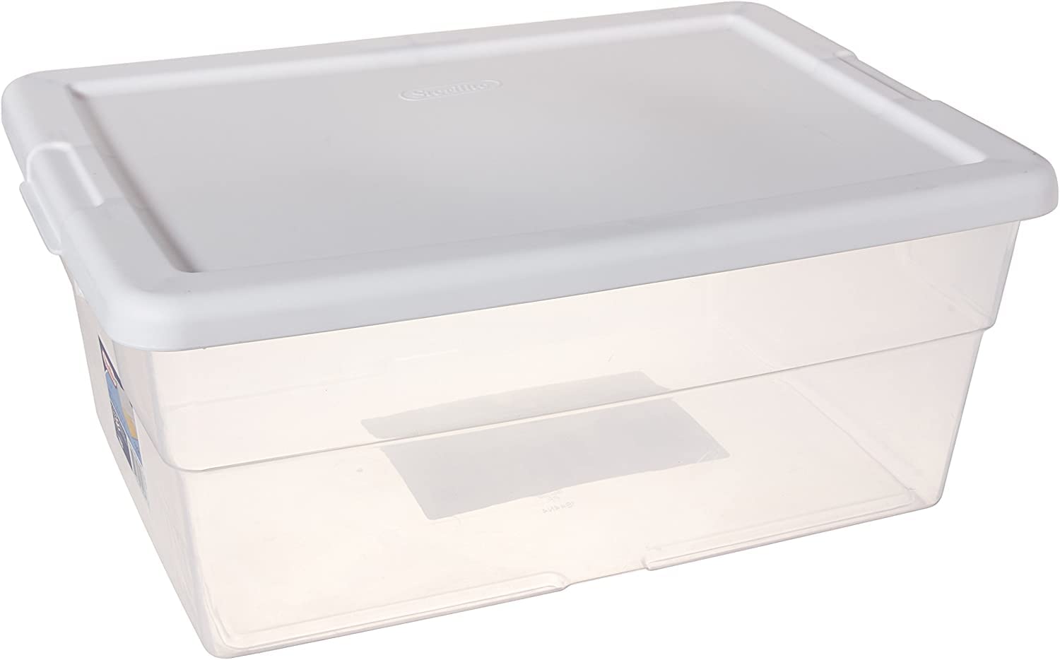 Sterilite 16448106 16 Quart (QT) Storage Box Container, White Lids and Clear Base [Y210-2]