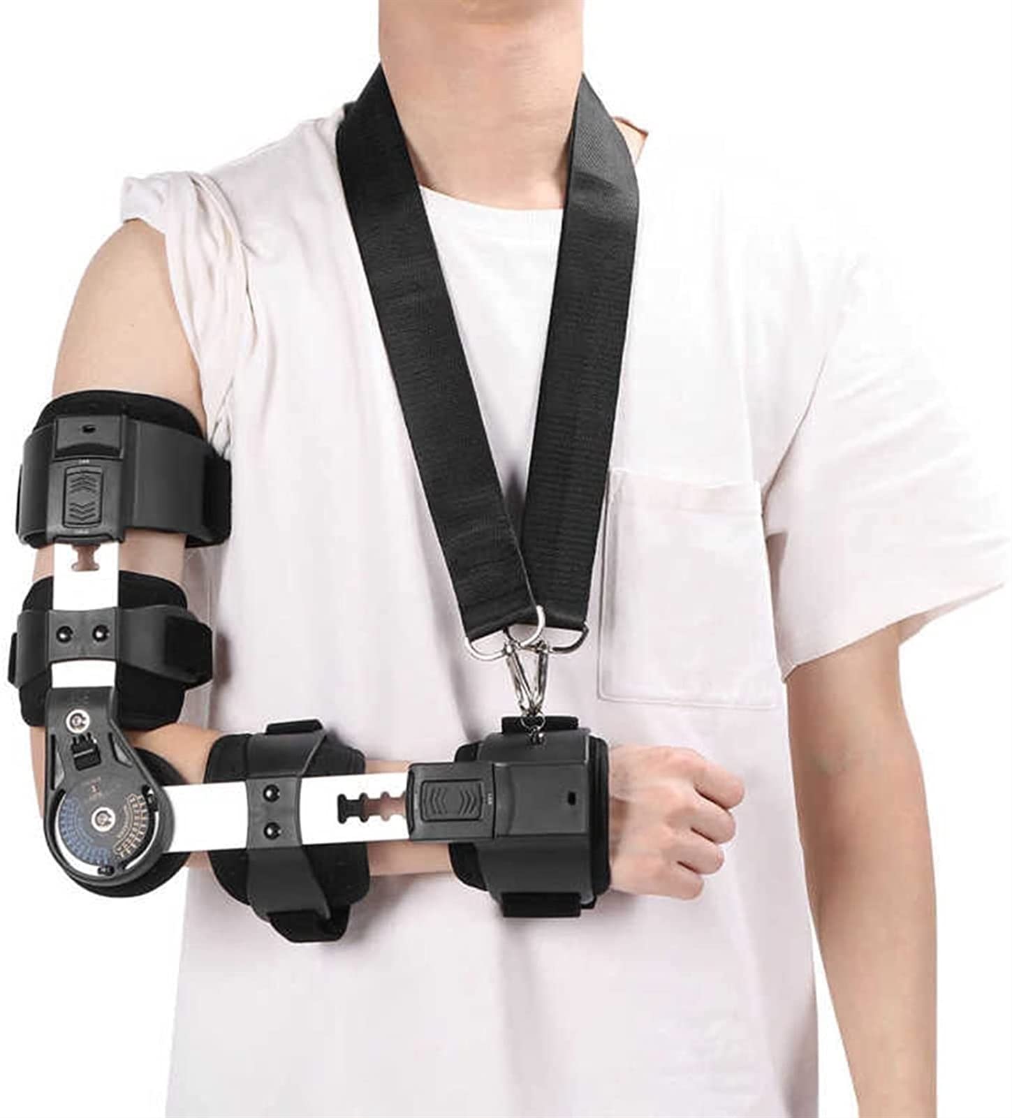 TSUSF Hinged ROM Elbow Brace With Strap Support Injury Recovery, Adjustable Elbow Brace Stabilizer Splint, Elbow Fracture Fixation Unisex (Color : Left)