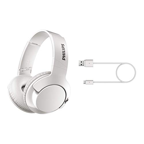 PHILIPS BASS+ SHB3175 Wireless Headphones, up to 12 hours of playtime - Matte White