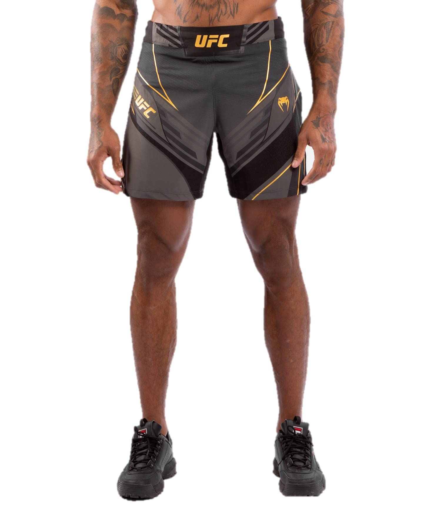 Venum Men's Standard UFC Authentic Fight Night Gladiator Shorts, Black/Gold, Medium
