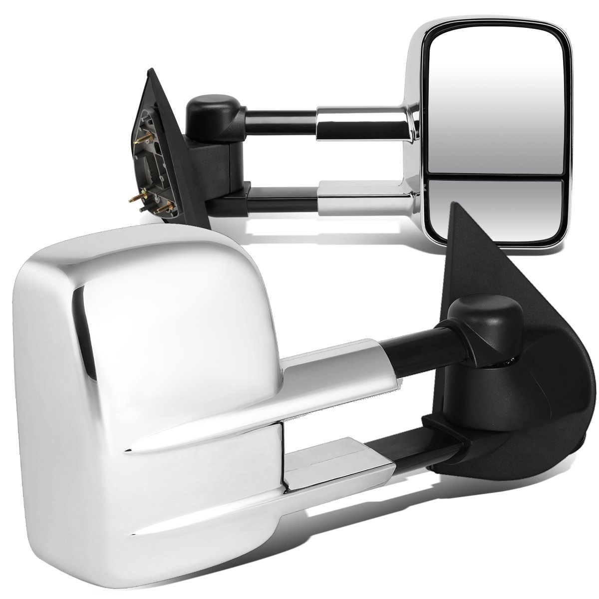 Rear View Side Towing Mirrors - Manual Telescoping | Manual Folding | Manual Adjustment - Compatible with Ford F150 (Standard/Extended Cab) Heritage F250 97-04, Driver and Passenger Side, Black