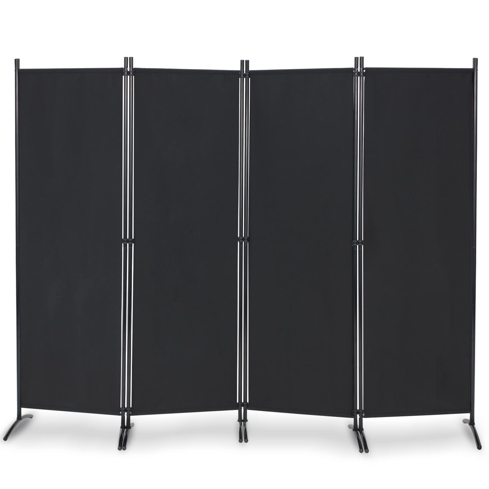 OUTGAVA 4 Panel Portable Room Divider Folding Partition Privacy Screen 5.6 FT Room Separator Freestanding Wall Divider for Office,Bedroom and Study (Beige)