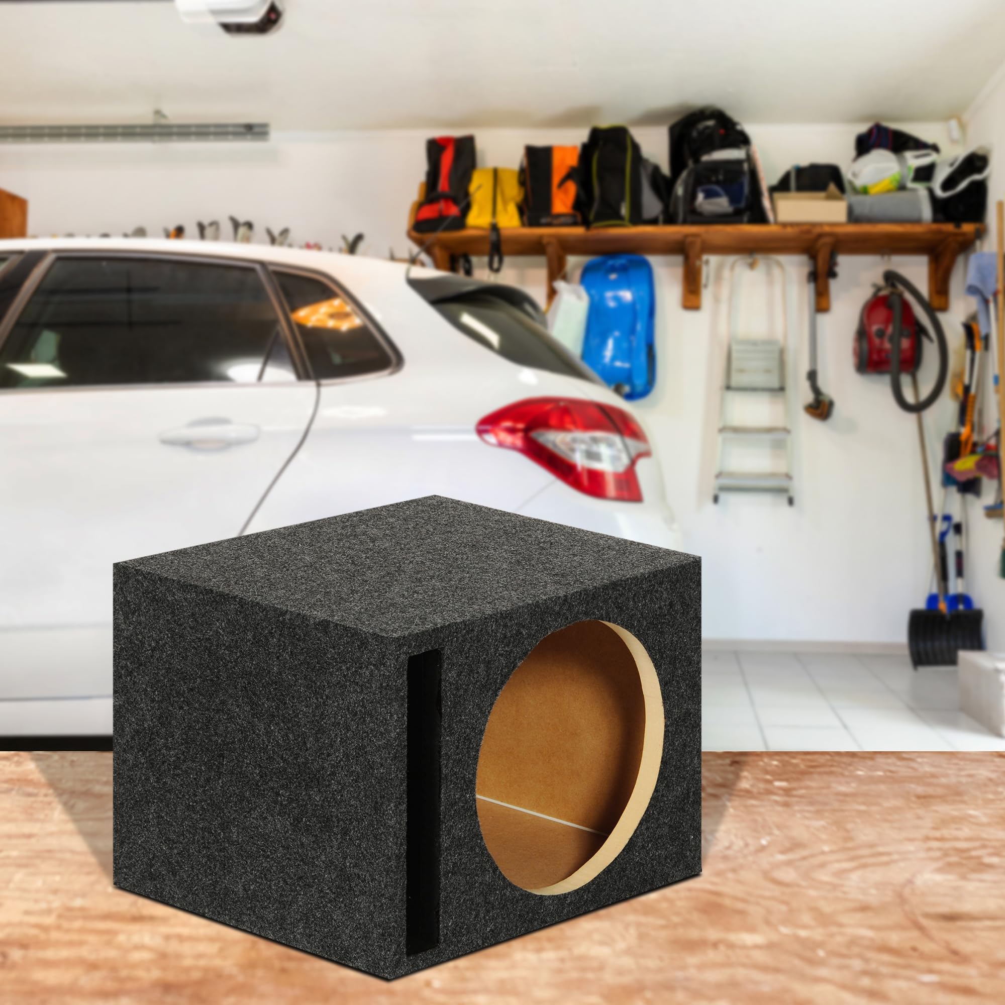 QPower 10 Inch Subwoofer Box, Vented Speaker Box for In-Car Audio