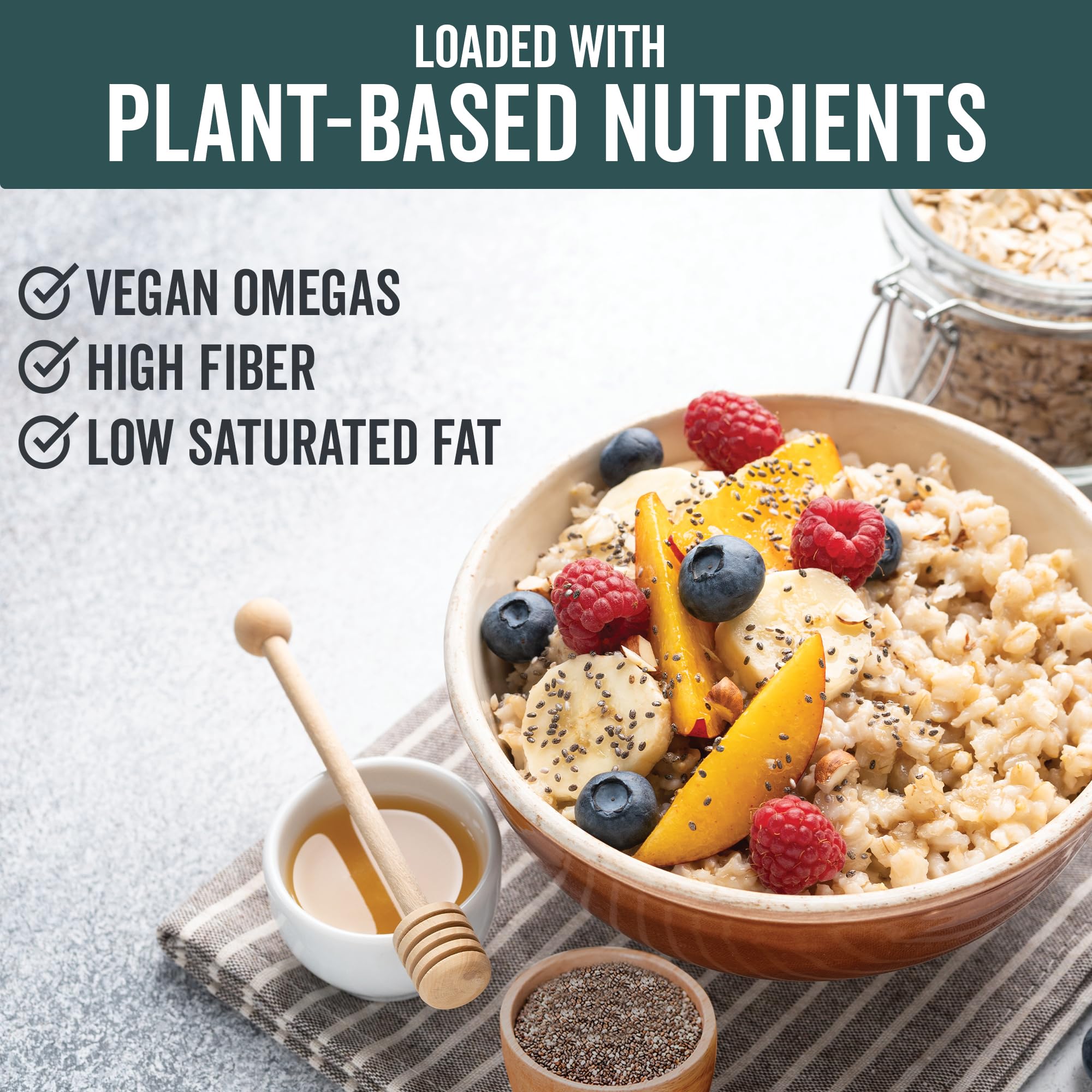 Viva Naturals Organic Chia Seeds 2 LBs - Plant-Based Omega-3 and Vegan Protein, Non-GMO Chia Seeds Organic Perfect for Smoothies, Salads and Chia Seed Pudding, Black Chia Seeds Bulk