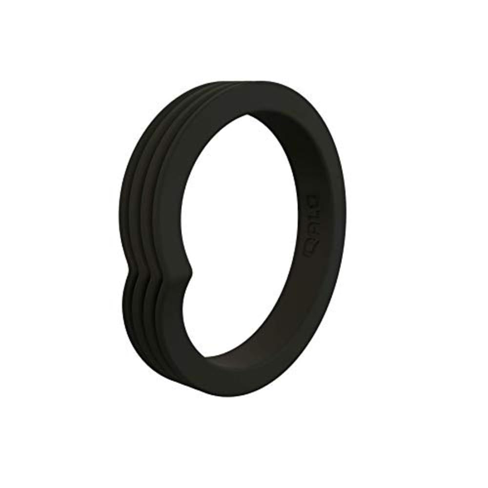 QALO Women's Rubber Silicone Ring, Stackable Peak, Wedding Ring for Women, Breathable, Durable Engagement Silicone Band, 5mm Wide 2mm Thick, Jet Black, Size 4