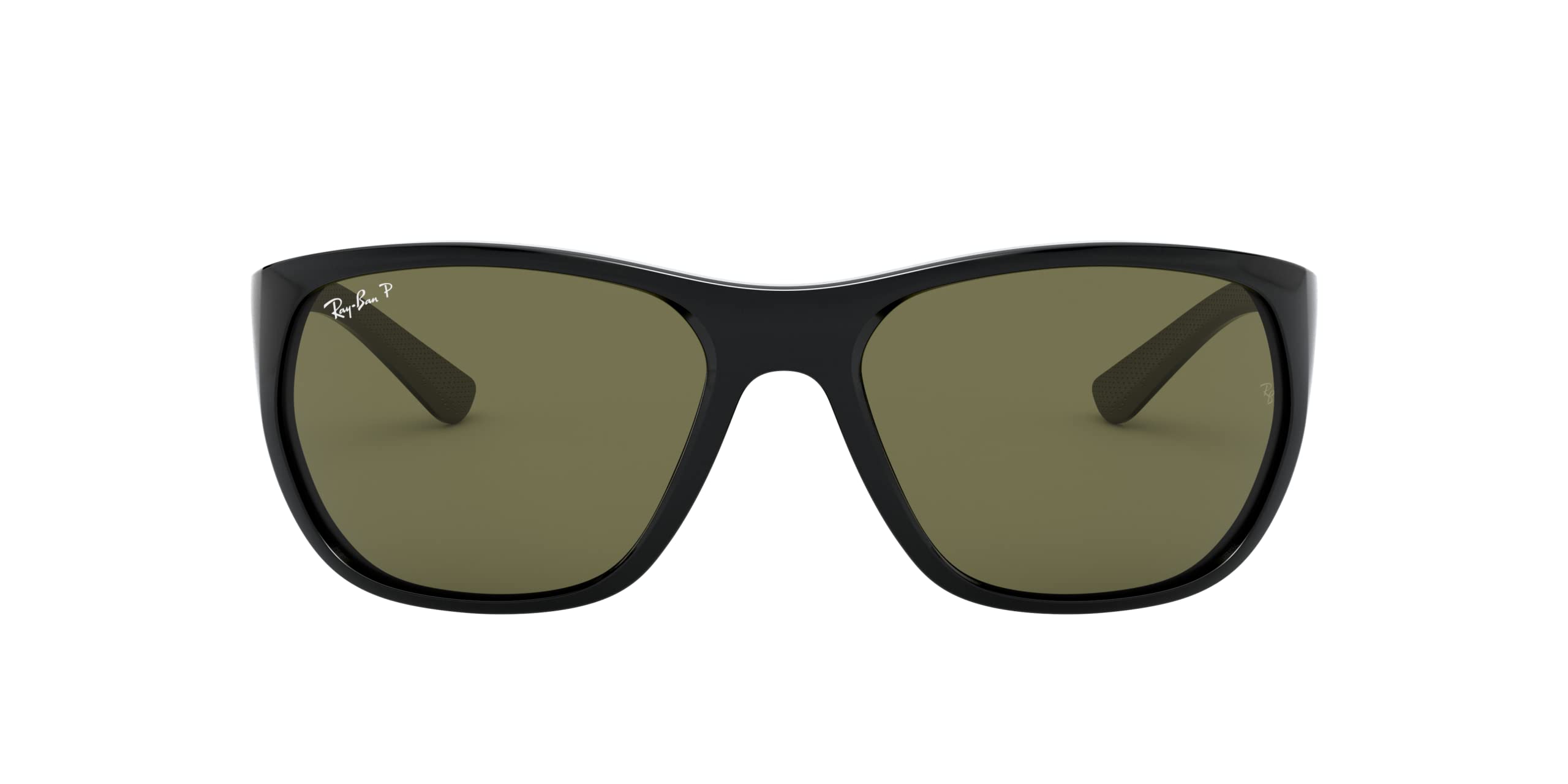 Ray-Ban Men's Rb4307 Square Sunglasses, Black/Polarized Green, 61 mm