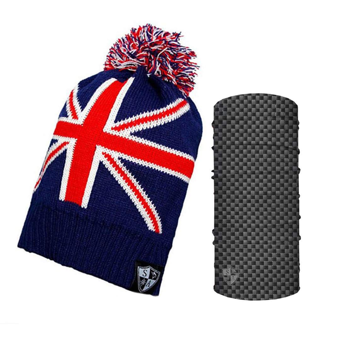 S A Beanie Combo Pack - 1 SA Beanie and 1 Multi-Use Tubular Bandana Face Shield (Union Jack)
