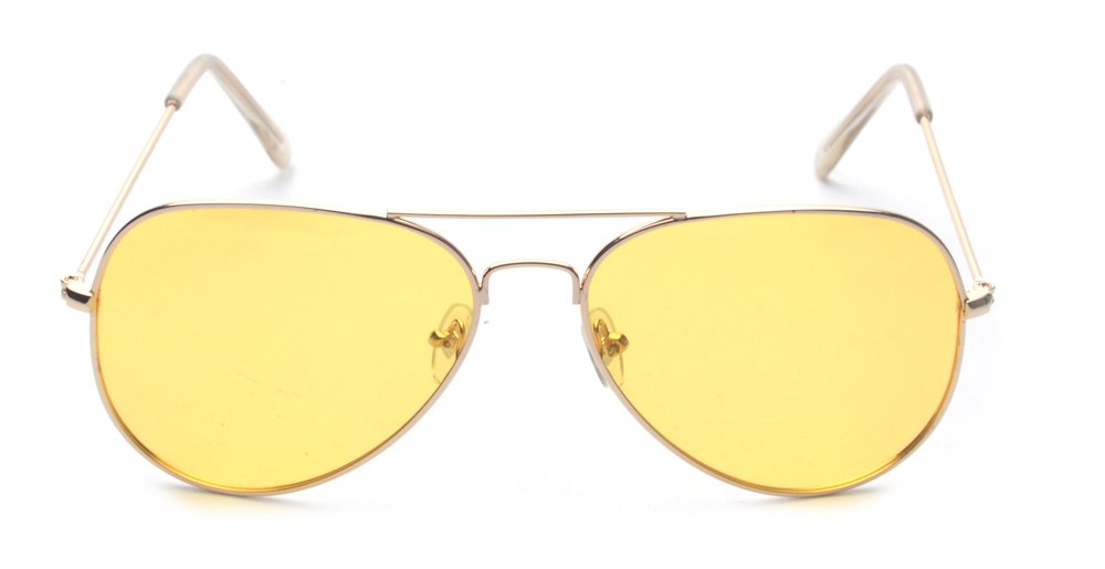 Outray Night Vision Polarized Aviator Sunglasses for Driving (Gold Frame/Yellow Lens, Yellow)