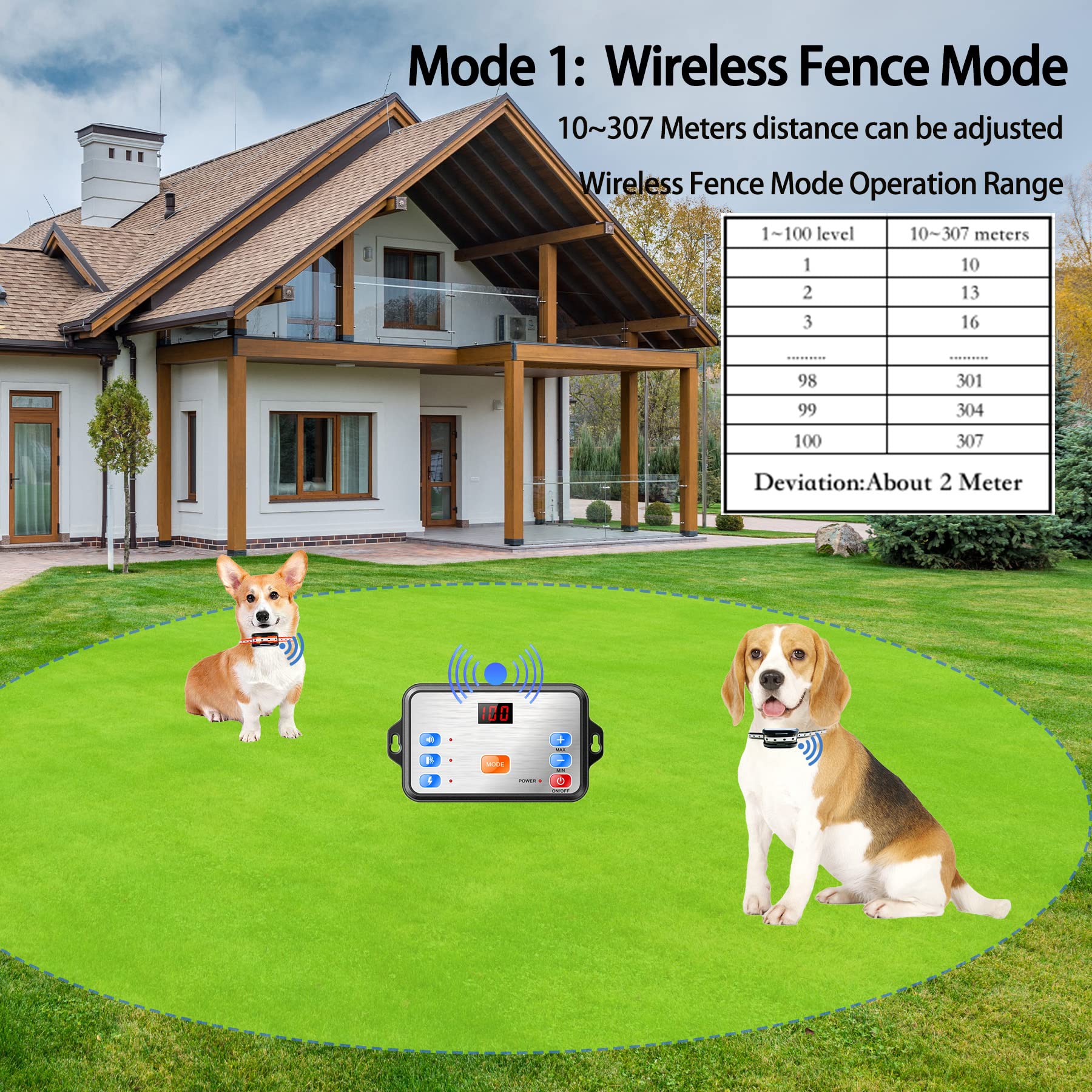 only warm Dog Wireless Fence System Dog Trainging Collar 2 in 1 Adjustment Reflective Waterproof Collars Freedom Fence