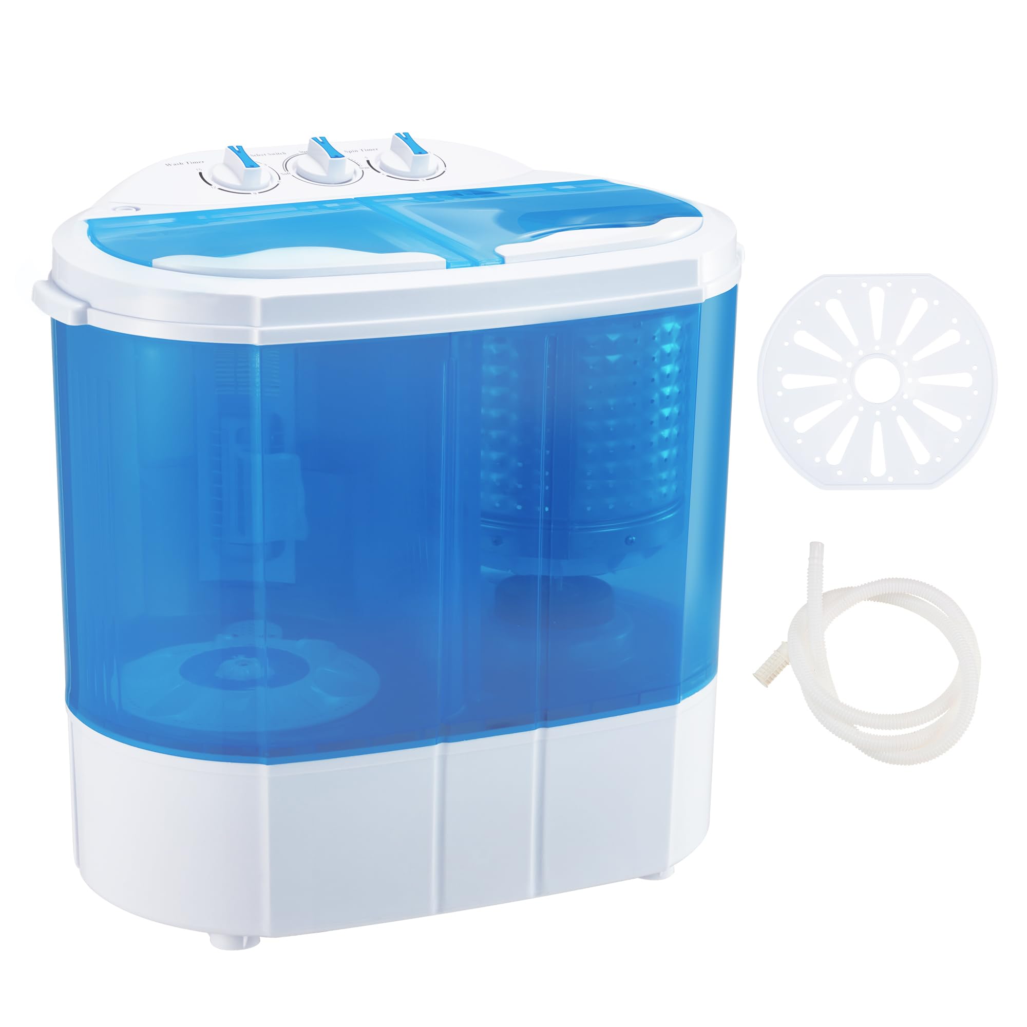 Outspurge Portable Washing Machine, 13lbs Twin Tub Washer 2 In 1 Mini Compact Laundry Machine, 9lbs+4lbs Washer and Spinner Combo for Dorms, Apartments, RVs(Blue)