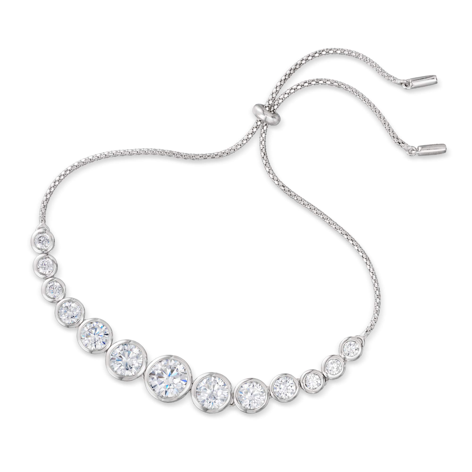 Ross-Simons 4.80 ct. t.w. CZ Graduated Bolo Bracelet in Sterling Silver
