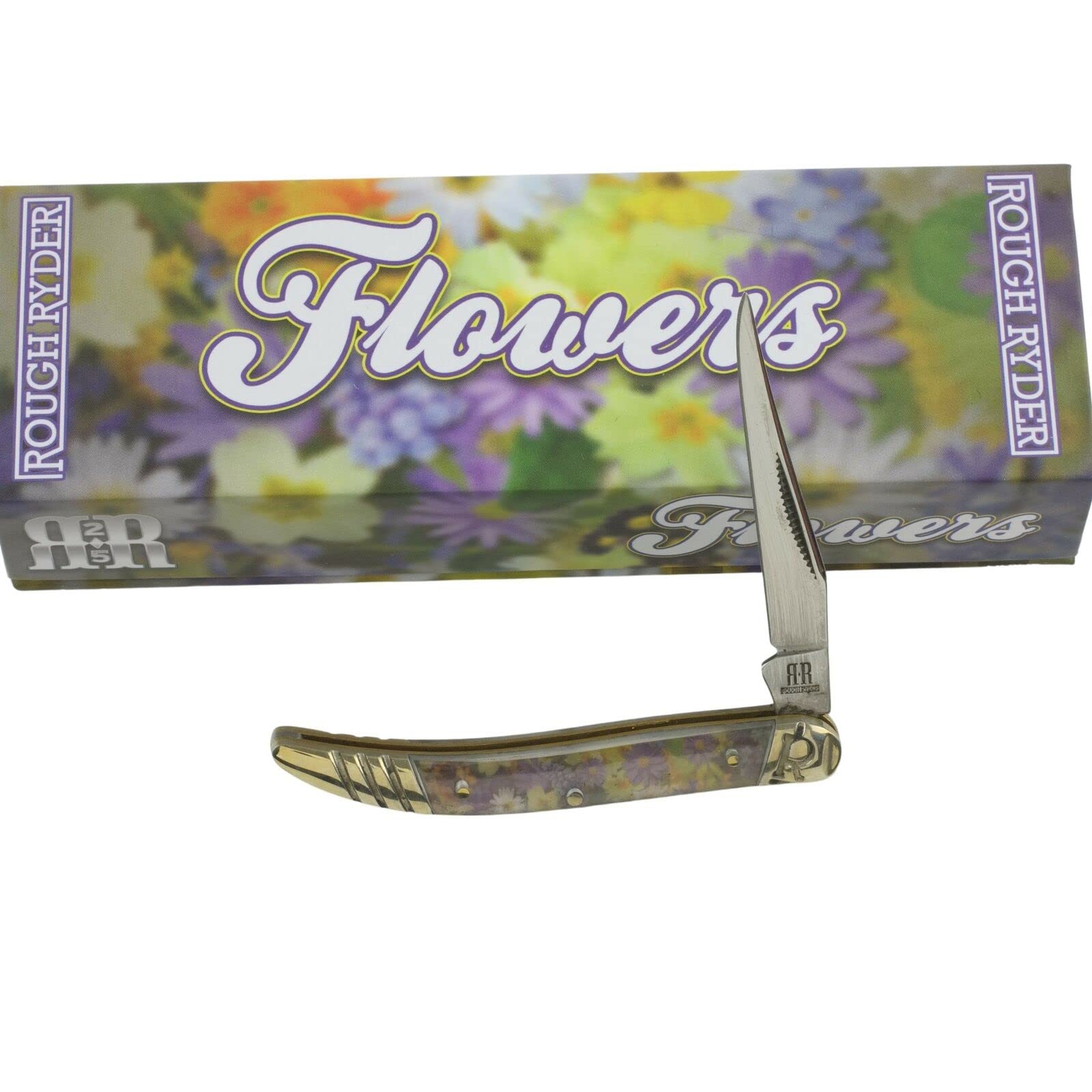 Wild Flowers Toothpick Pocket Knife Rr2092 Single Open Folding Blade Outdoor Survival Hunting Knife for Camping by Survival Steel