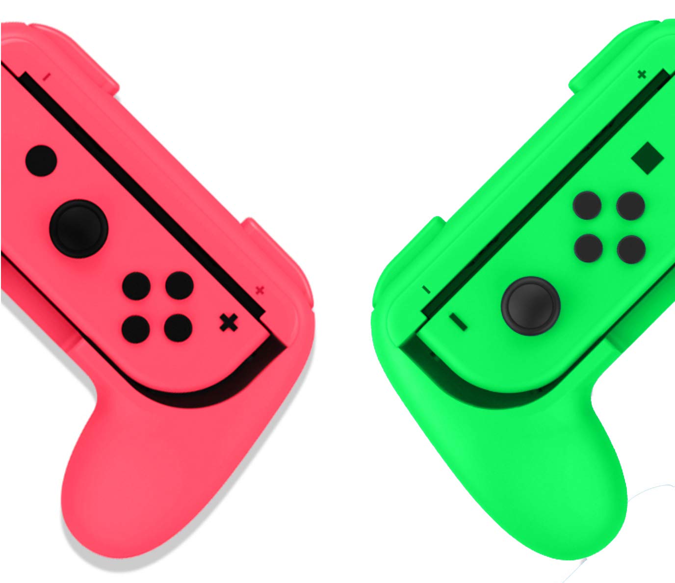 Pokanic Switch Hand Grips 2 Pack Compatible with Nintendo Switch Grips Pro Controllers, Holder, Pads, Wear Resistant Handle Kit, Scratch Fee, Non-Slip Accessories (Green and Pink)