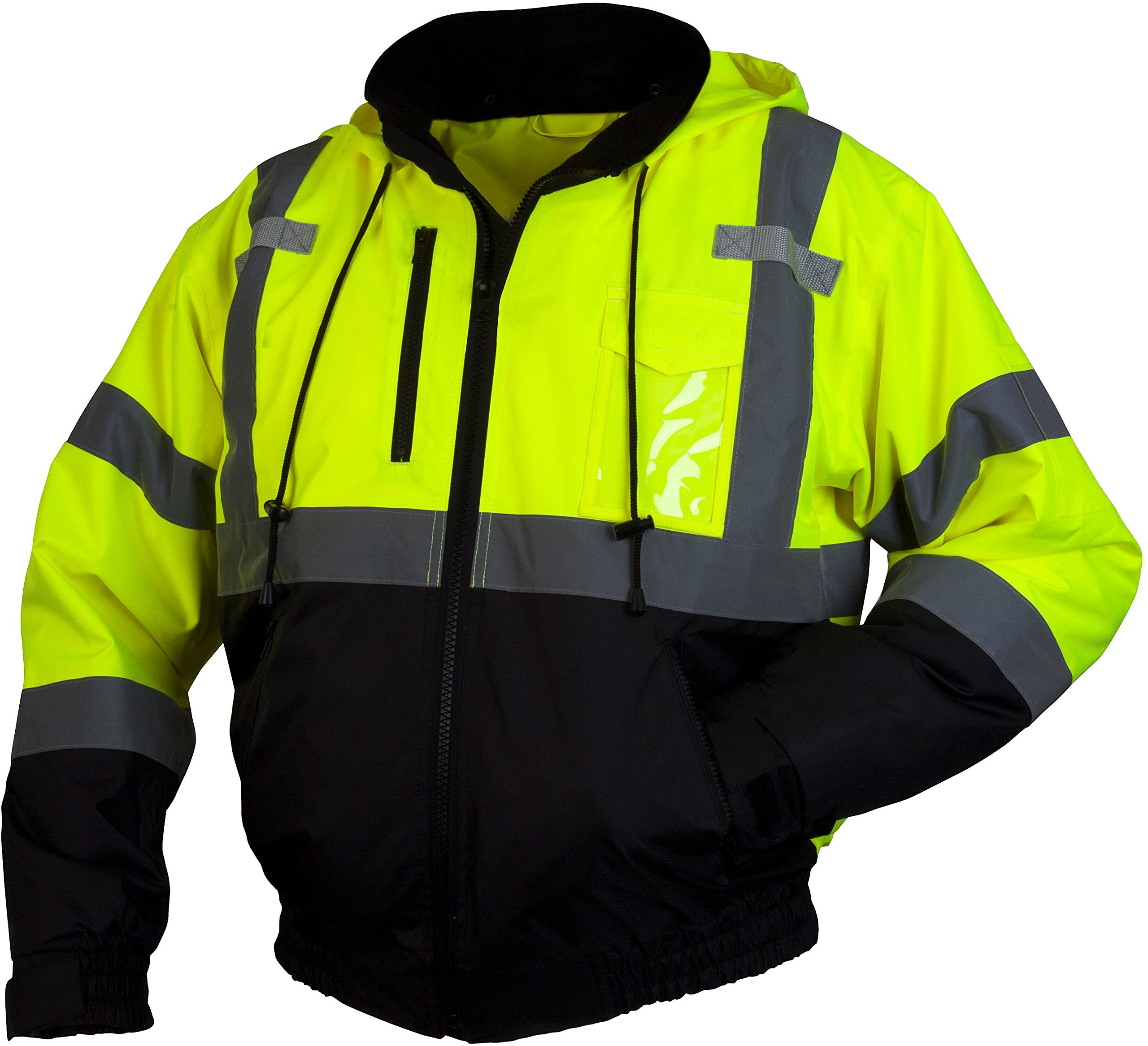 Pyramex RJ31 Series Waterproof Class 3 Fleece Bomber Safety Jacket, Lime, 2X-Large