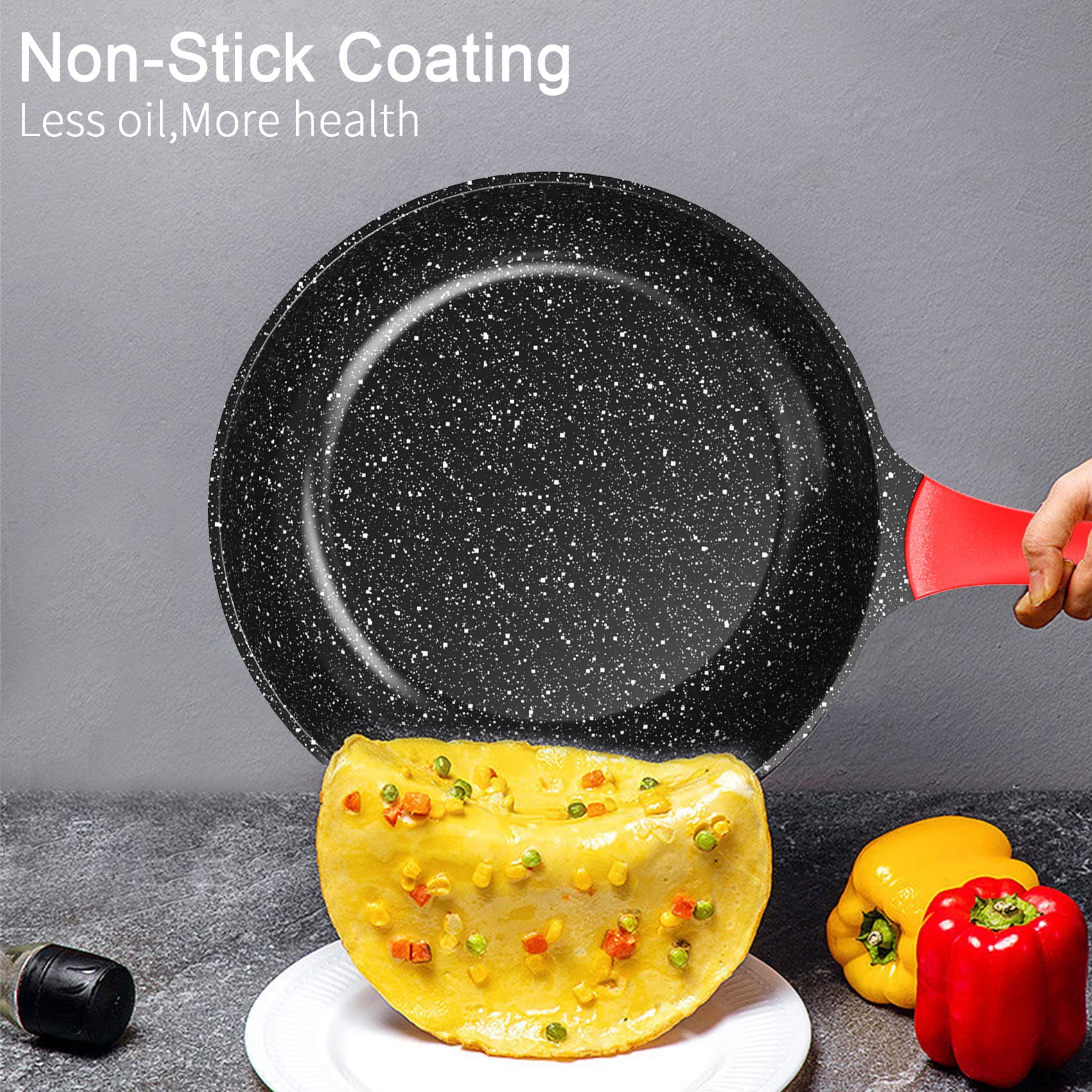 Pots and Pans Set, imarku 11 Pieces Nonstick Induction Kitchen Cookware Set, Toxic-Free Pans set for Cooking, with Frying Pan and Saucepan, Suitable for All Stoves, Ideal Kitchenware Gift, Red