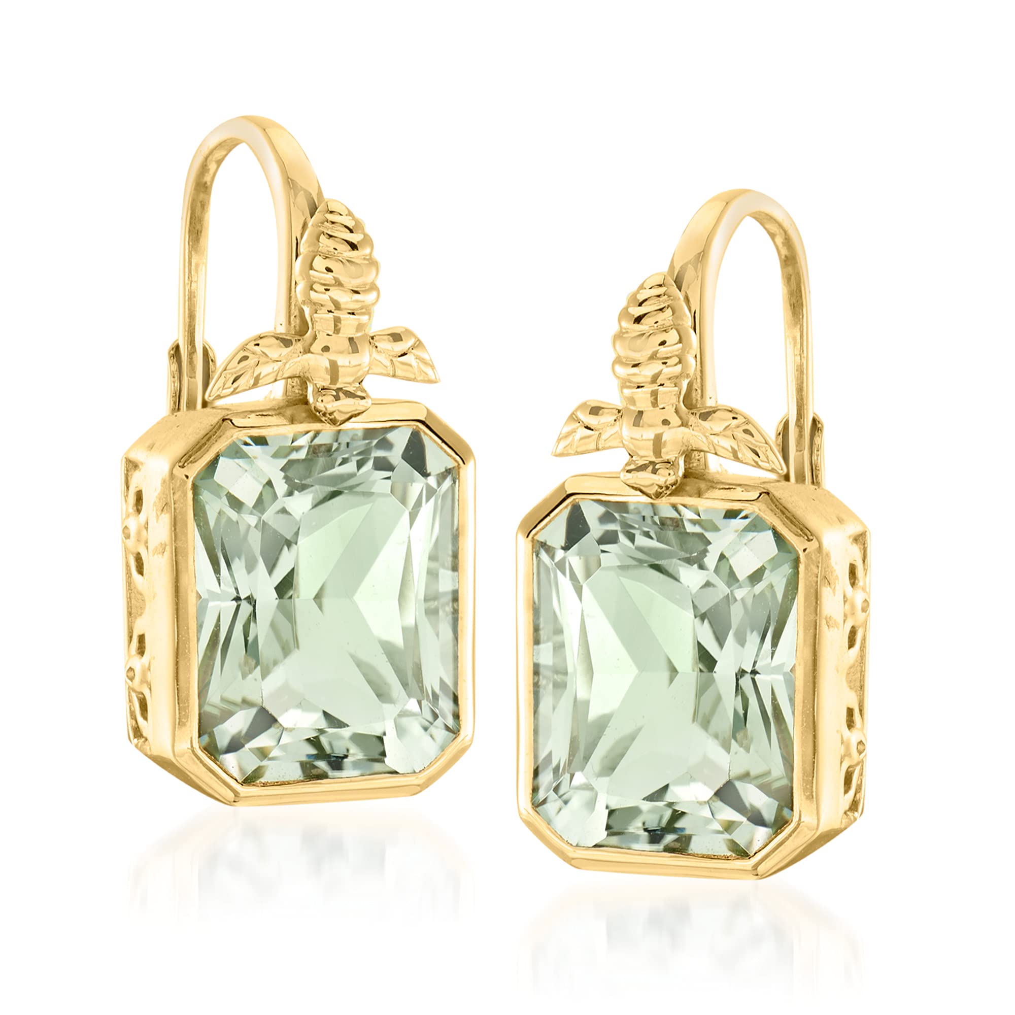 Ross-Simons 9.00 ct. t.w. Prasiolite Bumblebee Drop Earrings in 18kt Gold Over Sterling