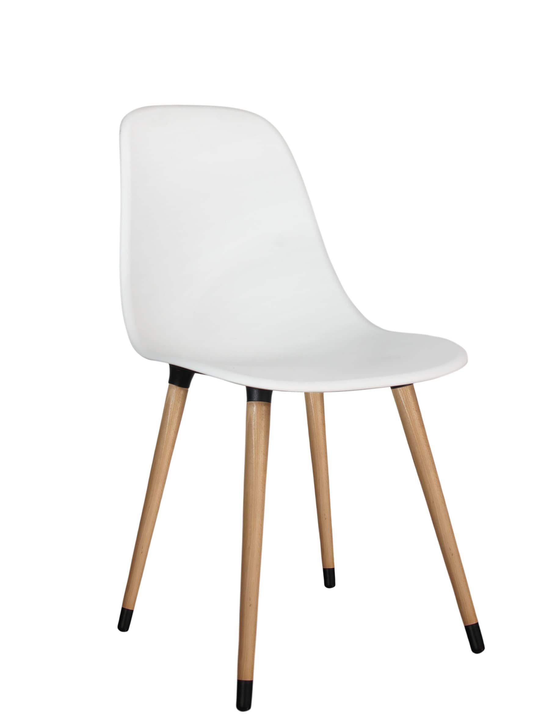 NETAKS Disassembled Modern Style Dining Chair Mid Century Modern DSW Chair, Shell Lounge Plastic Chair, Solid Wooden Legs, Kitchen, Dining, Bedroom, Living Room Side Chairs Set of 4(White)…