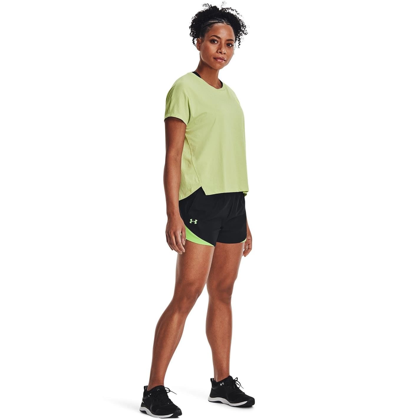 Under Armour Women's Play Up 3.0 Shorts, Black (041)/Green, X-Small