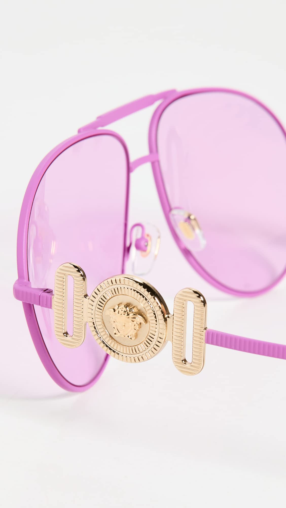 Versace VE 2249 1484/5 Pink Metal Aviator Sunglasses Purple Lens