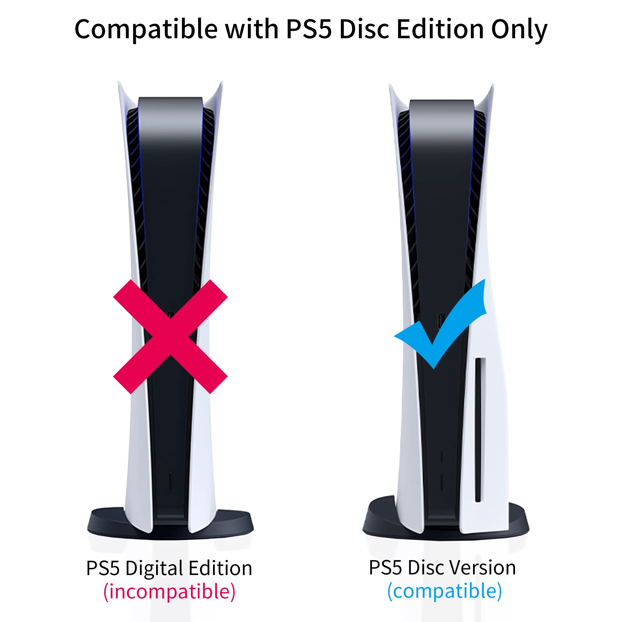 ZBBLZMM PS5 Plates Black for Playstation 5 Disc Edition | PS5 Cover Plates with Cooling Vents for Extra Heat Dissipation | Hard and Shockproof Anti-Scratch ABS PS5 Face Plates