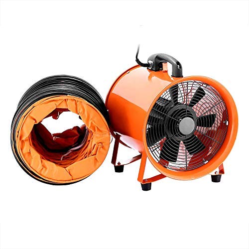 OrangeA Utility Blower Fan 8 inch Portable Ventilator High Velocity Utility Blower Mighty Mini Low Noise with 5M Duct Hose (8 inch Fan with 5M Hose)