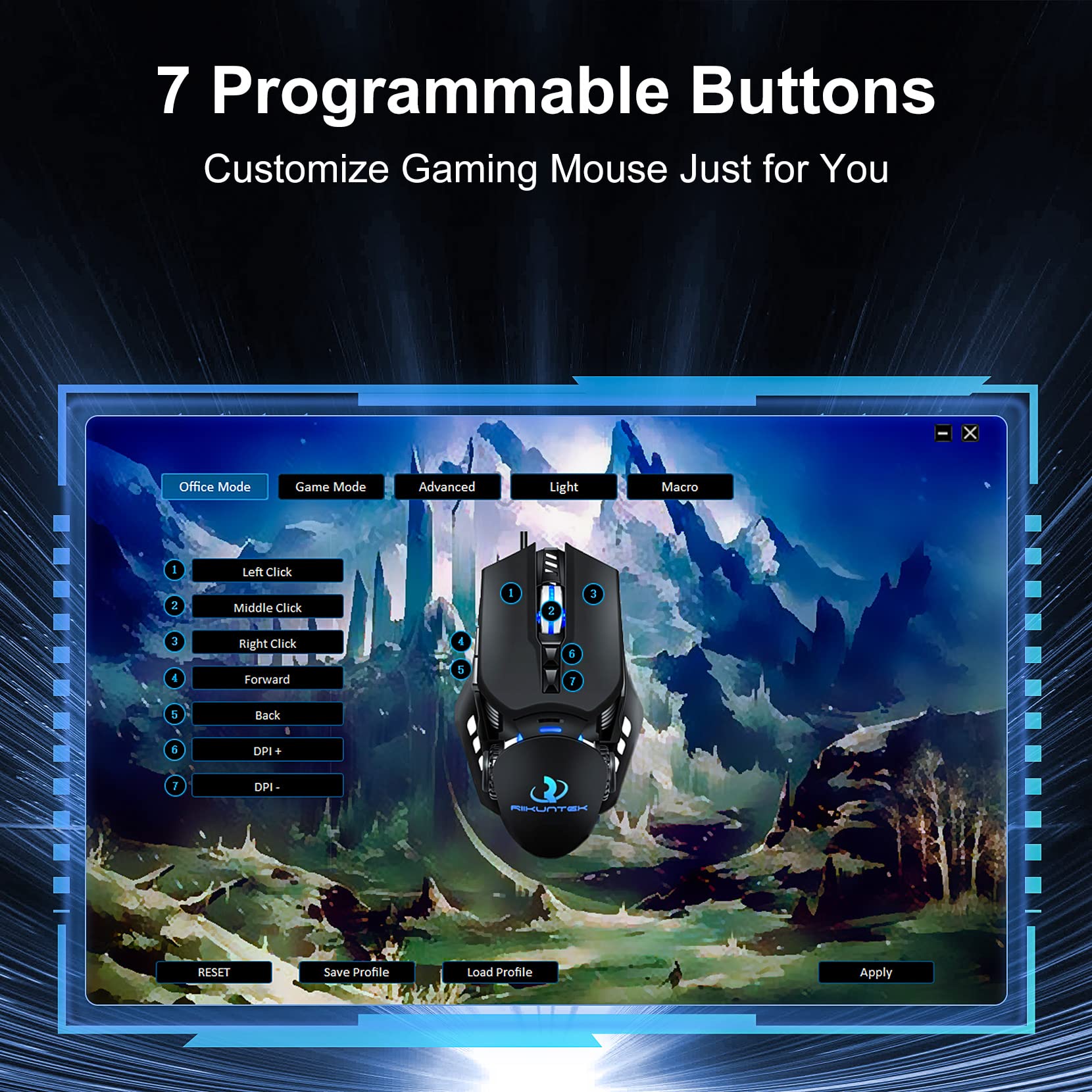 Wired Gaming Mouse, RIIKUNTEK Computer USB Mice with Ergonomic Design, 6 Adjustable DPI (up to 6400 DPI), RGB Breathing Light, 7 Programmable Buttons, Gamer Mouse for Laptop PC Windows Desktop Black