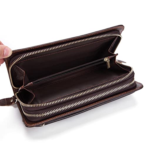 ZCMEB Men's Men's Wrist Handbag Double Zipper Wallet Wallet Mobile Phone Cash Card Holder