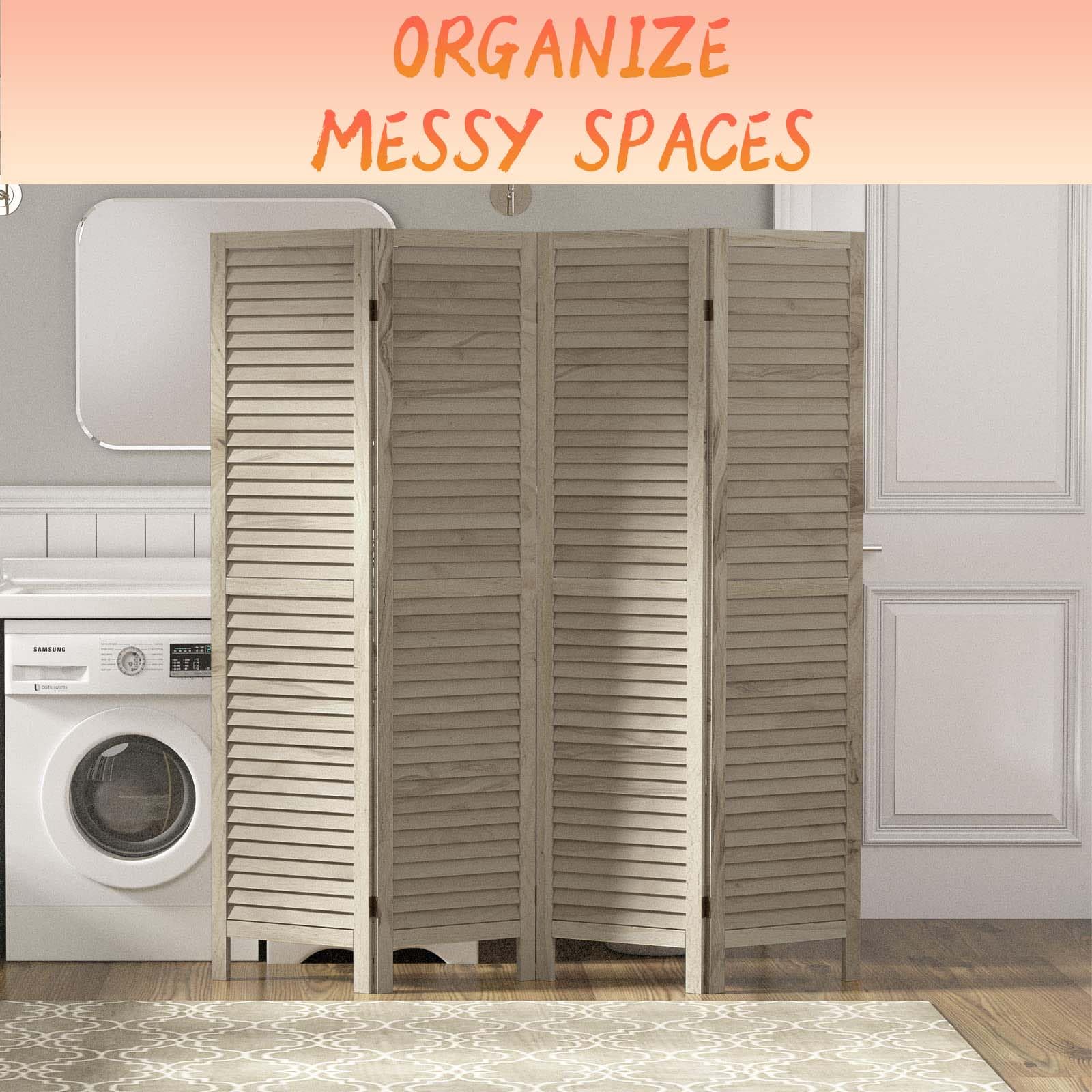 Room Divider Screen, 5.6FT Tall Wood Room Divider Wall, Folding Room Dividers, Louver Privacy Screen, Indoor Partition Room Dividers for Home Office Restaurant Bedroom (6 Panel)