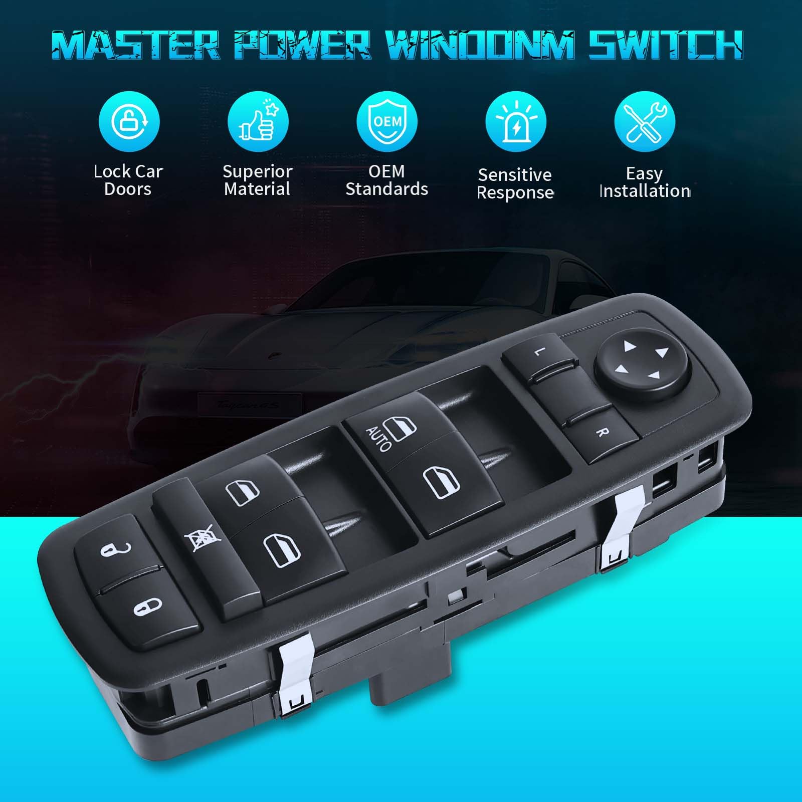 PUENGSI Driver Side Master Power Window Switch Compatible with 2008-2012 Dodge Nitro & Jeep Liberty, 2009-2010 Dodge Journey, Replaces OE # 4602632AG 4602632AH 4602632AF