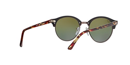 Ray-Ban RB4246 Clubround Round Sunglasses, Top Bordeaux On Transparent/Light Grey Mirrored Rainbow, 51 mm