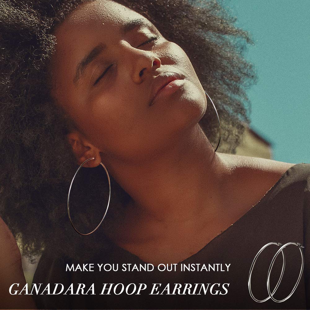 Silver Large Hoop Earrings for Women - Stainless Steel, Healthy Choice for Sensitive Ears (silver, 70)