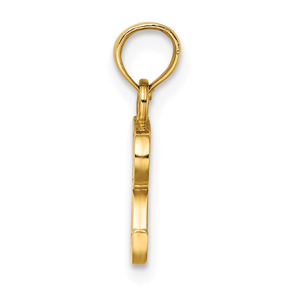 Solid 14k Yellow Gold R Block Initial Letter Alphabet Charm Pendant