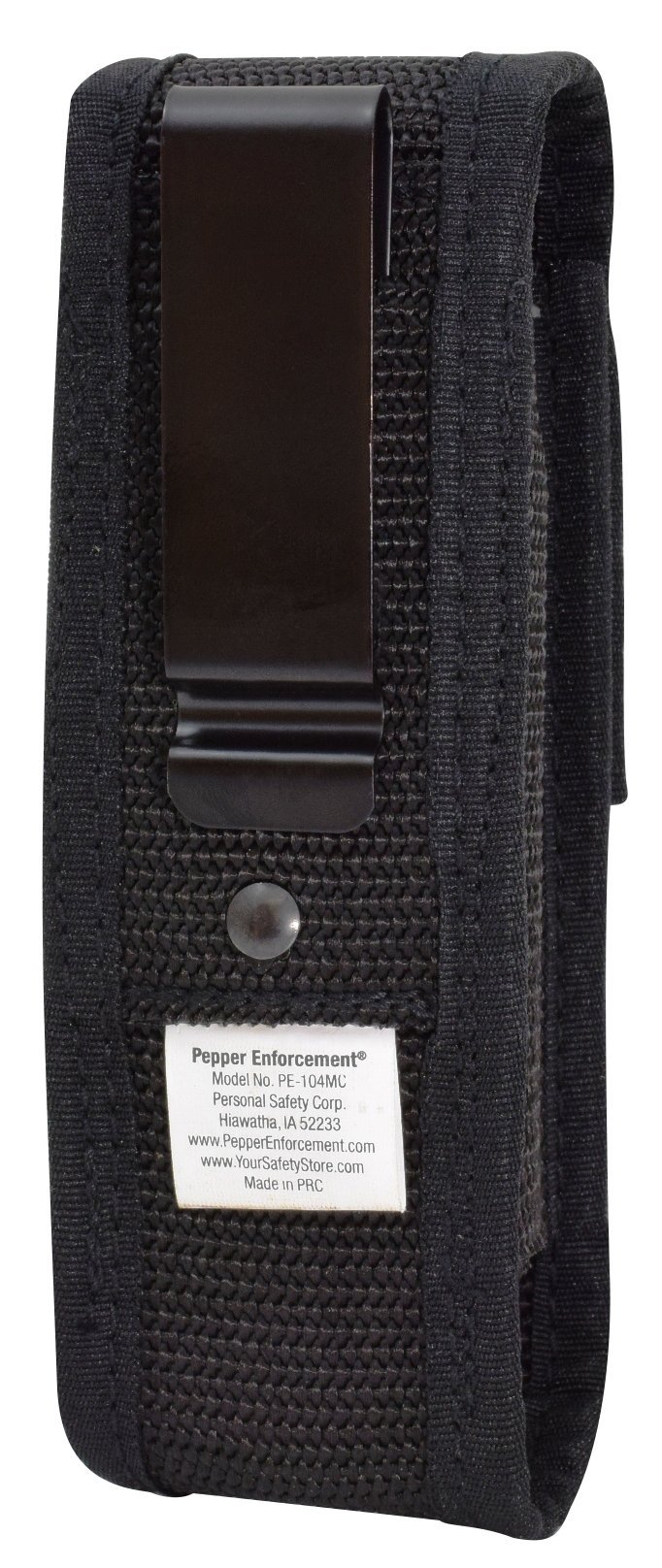 Pepper Enforcement Metal Belt Clip Holster for 4 oz. Canisters - Tactical Pouch Police Duty Belt - Pepper Spray Not Included