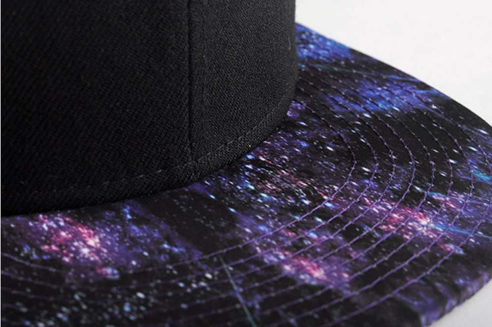 Quanhaigou Purple Galaxy Snapback Hat Unisex Trucker Hat Hip Hop Plaid Flat Bill Brim Adjustable Baseball Cap, Black Purple, One Size