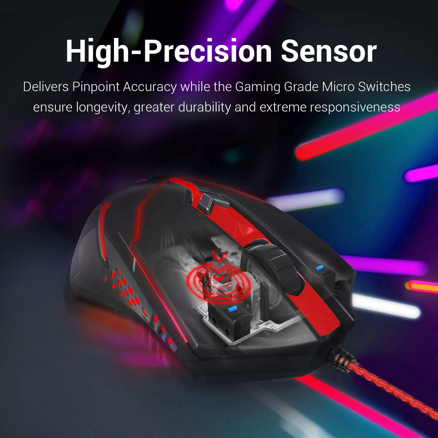 Redragon M601-BA Gaming Mouse and Mouse Pad Combo, Ergonomic Wired MMO 6 Button Mouse, 3200 DPI, Red LED Backlit & Large Mouse Pad for Windows PC Gamer (Black Wired Mouse & Mousepad Set)