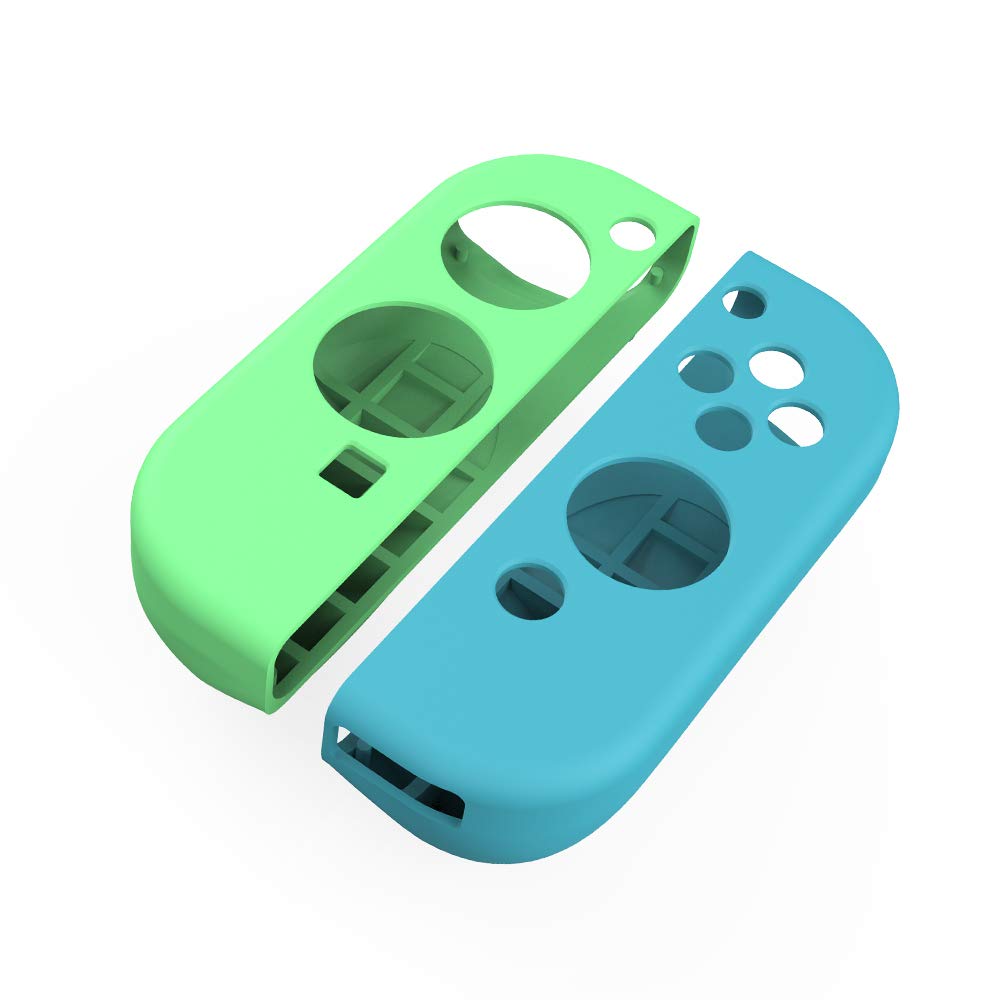 SMOS Switch OLED Joy-Con Gel Guards for Animal Forest Switch,Matching cat Claw Pair (Green + Blue)