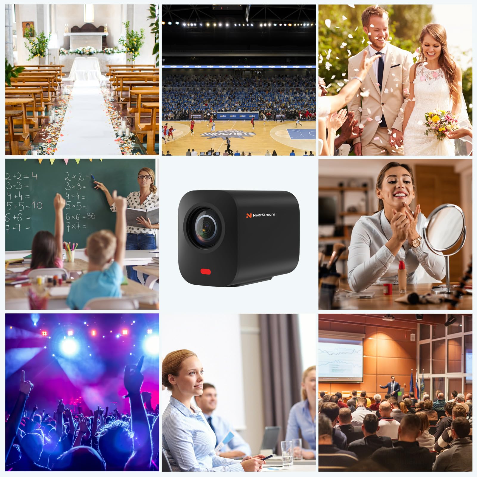 NUROUM NearStream 2K Wireless Live Streaming Camera, Bluetooth Vlogging Camera, 40X Hybrid Zoom, 8 MEMS Mics, 80° FOV WiFi Video Webcam, Intelligent App Control
