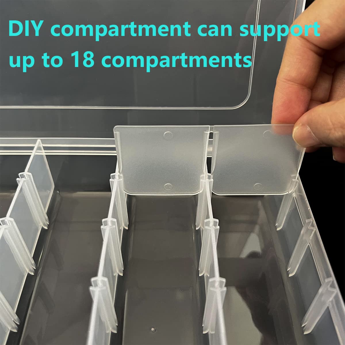 UperUper Fishing Tackle Boxes, Transparent Fish Tackle Storage with Adjustable Dividers, Plastic Box Organizer Tackle Trays, 18/36 Grids Fishing Lure Container