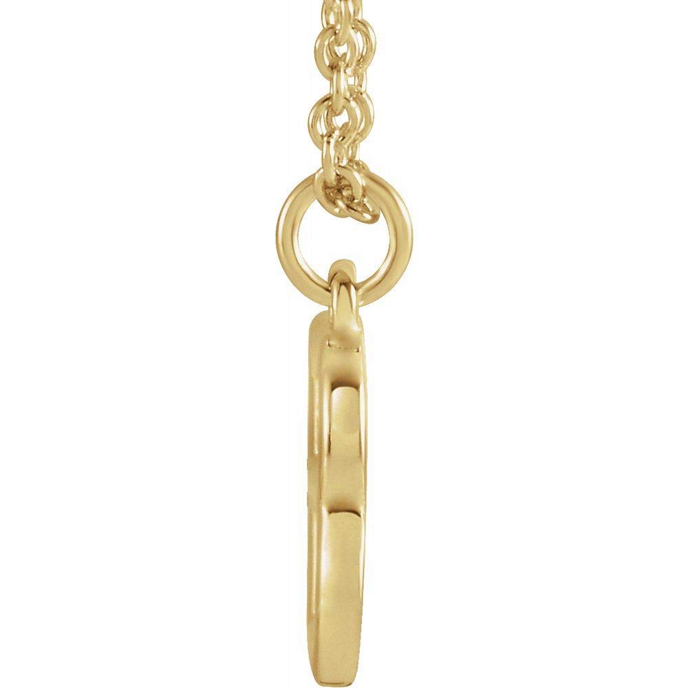 Solid 14k Yellow Gold Alphabet Initial Letter B Dangle Charm Pendant Chain Necklace 18" (9.5mm x 6.1mm)