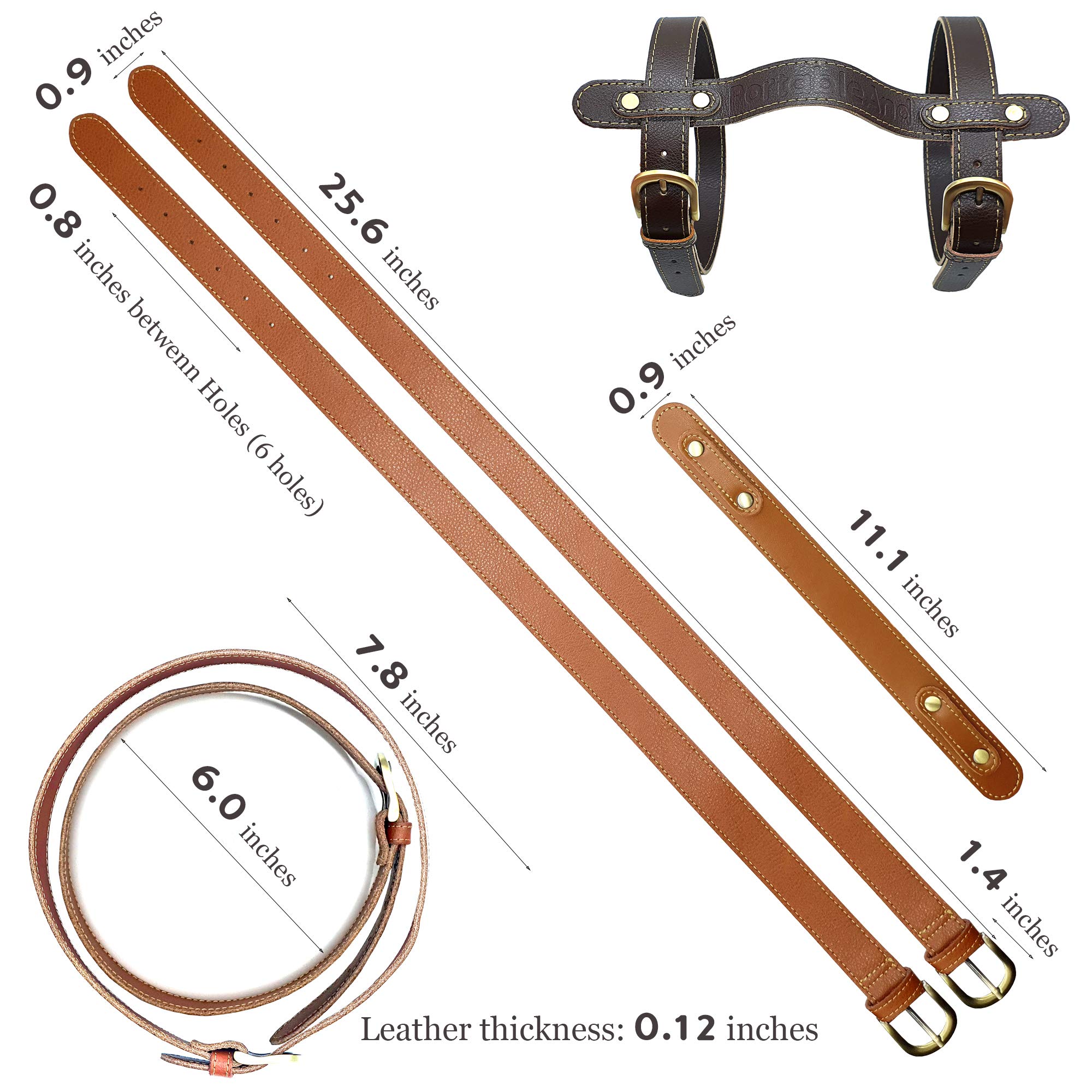 PortableAnd Genuine Leather Carry Strap for Motorcycle & Picnic Bedroll Blankets, Gifts for Motorcycle Motorbike Lovers, Heavy duty Adjustable belt (Dark Brown)
