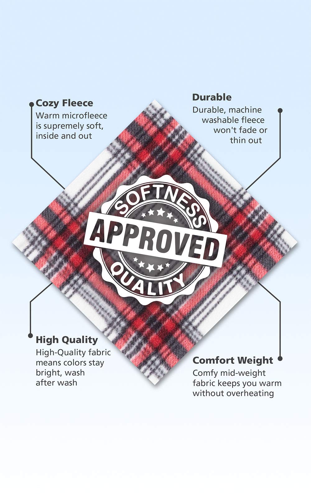 PajamaGram Pajamas for Men Fleece - Plaid Mens Christmas Pajamas, Red, L