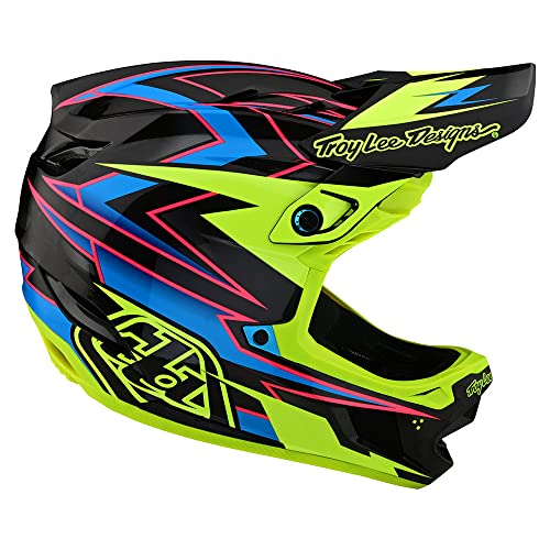 Troy Lee Designs D4 Carbon Full Face Bicycle Helmet for Max Ventilation Lightweight MIPS EPP EPS Racing Downhill DH BMX MTB - Adult Men Women (Black/Flo Yellow, Medium)