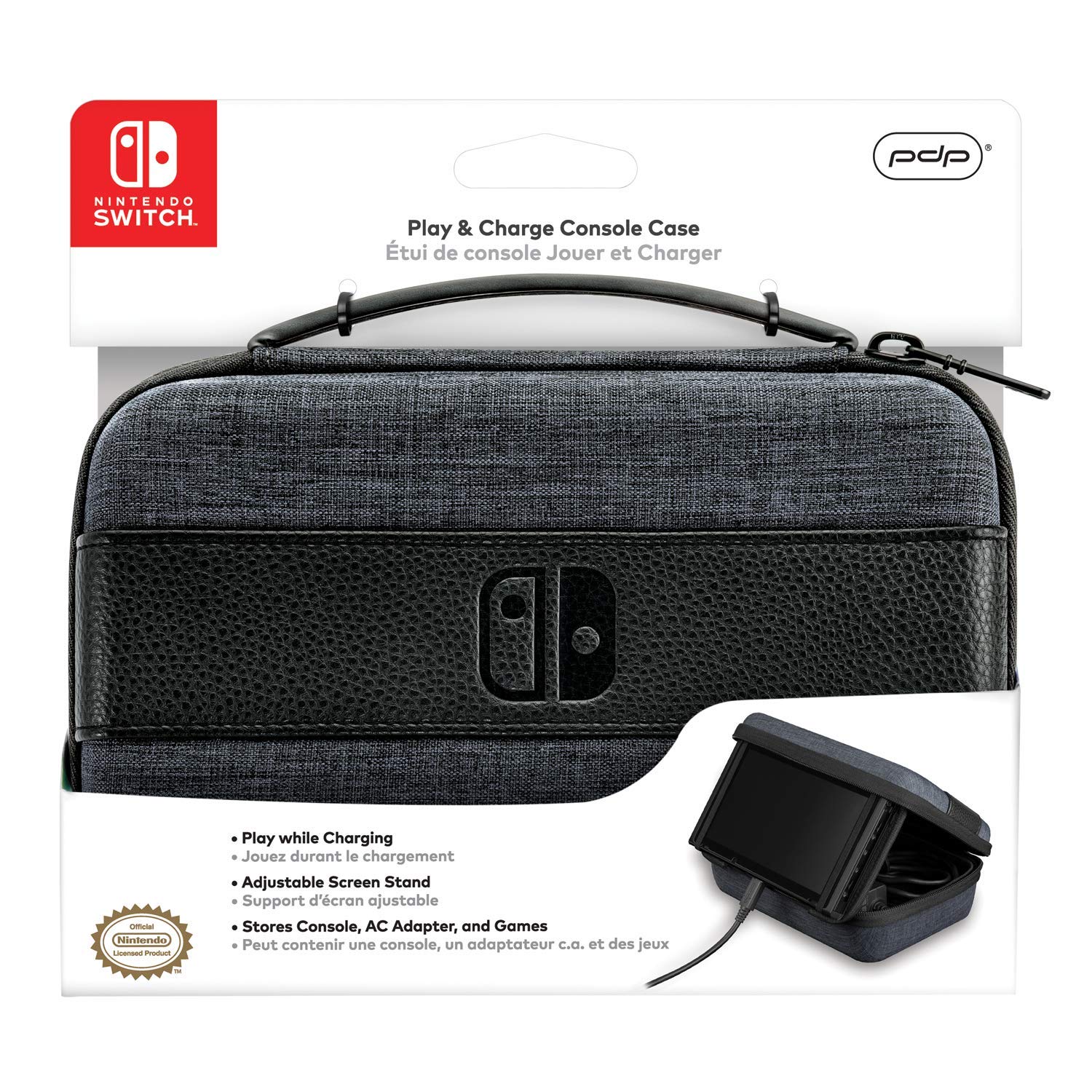 PDP Play and Charge Case for Nintendo Switch, Switch Lite and OLED Model - Durable Protective Travel Case System for Accessories and Games - Compartment for AC Adapter Charger, Good for Travel