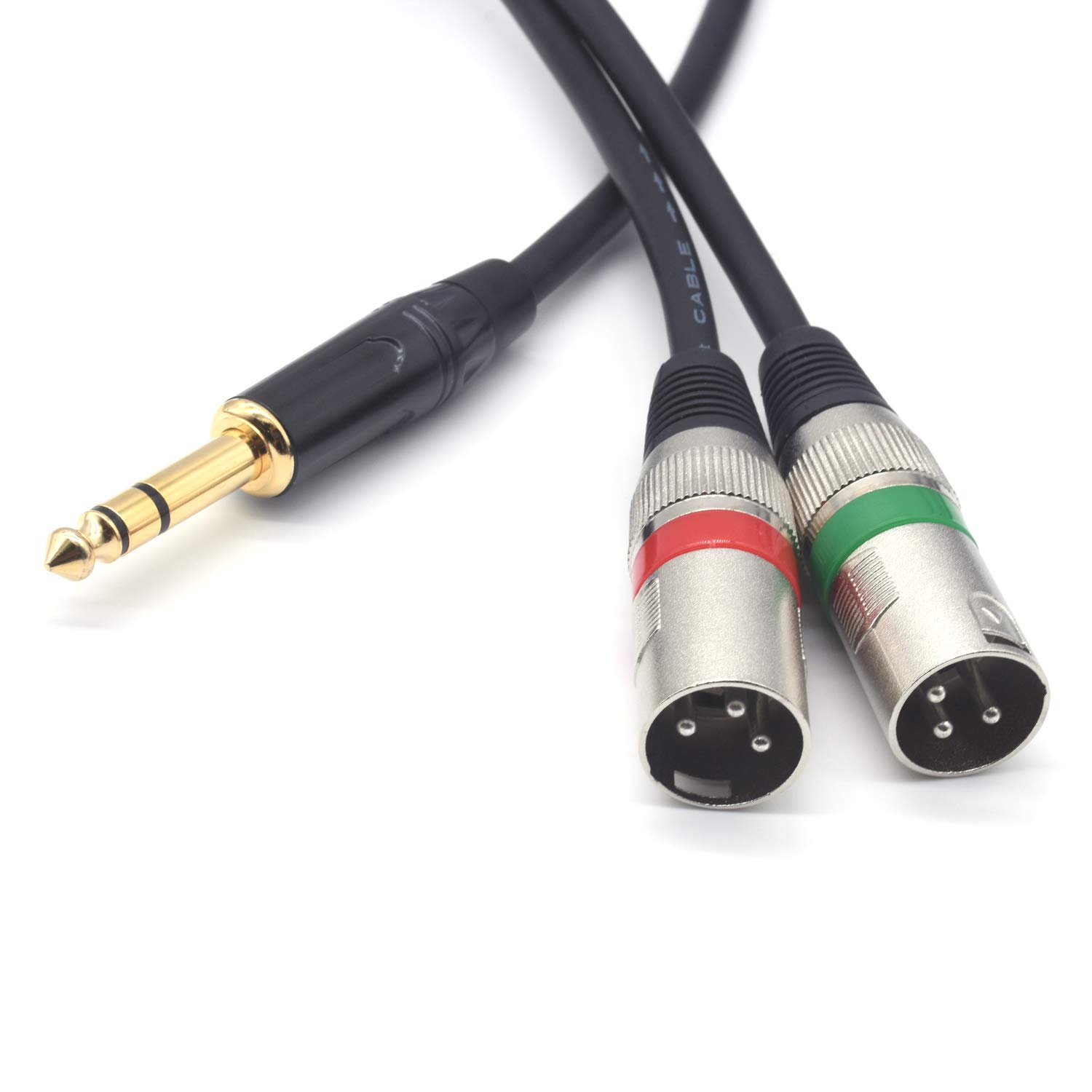 SiYear 10FT 6.35mm (1/4inch) TRS Male Plug to 2 Dual XLR Male Stereo Unbalanced Y Splitter Patch Microphone Cable Cord (3M)