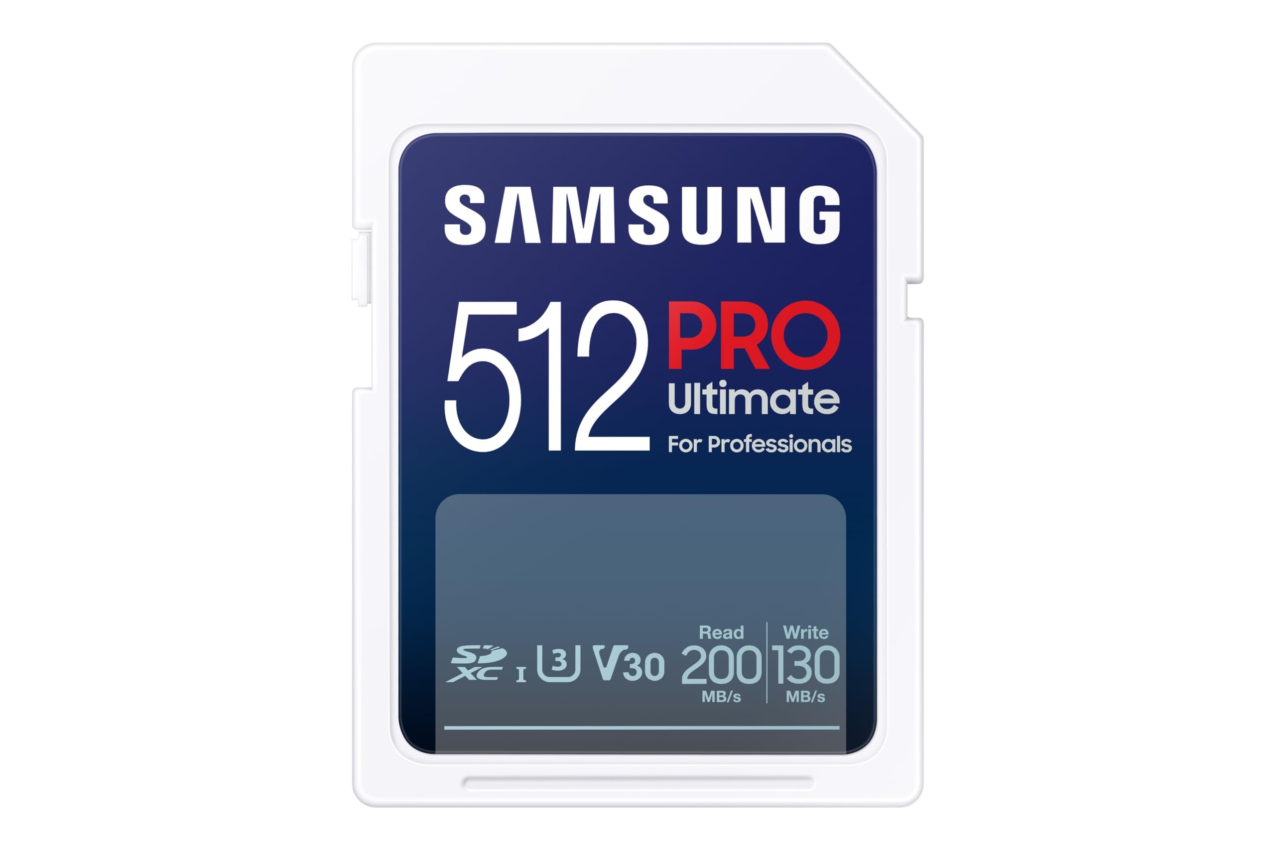 SAMSUNG PRO Ultimate Full Size 512GB SDXC Memory Card, Up to 200 MB/s, 4K UHD, UHS-I, C10, U3, V30, A2, for DSLR, Mirrorless Cameras, PCs, MB-SY512S/AM